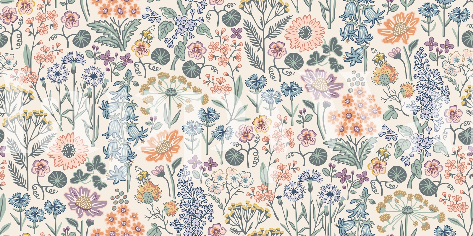 Floral Wallpaper in Pastel Colors