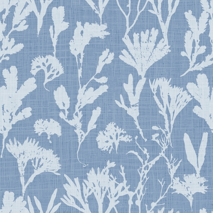 Coastal Seaweed Wallpaper - Muted Blue