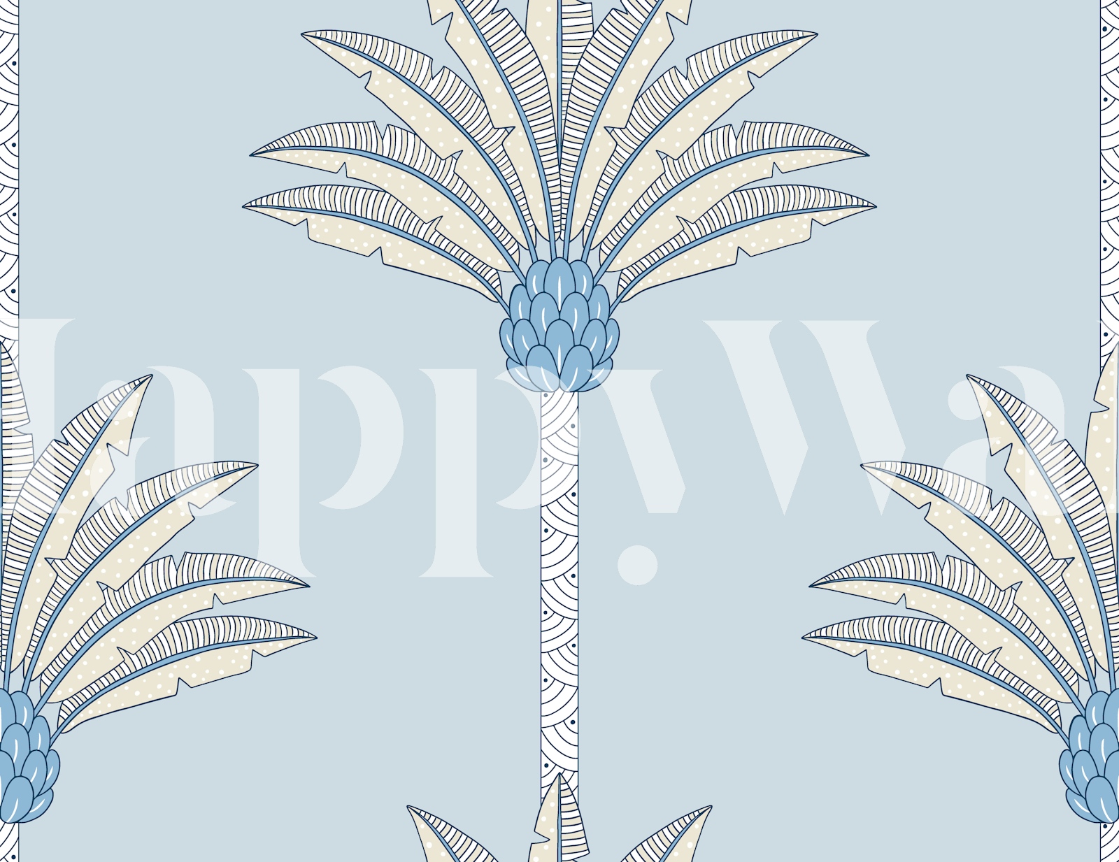 Decorative Palm Stripes - light blue