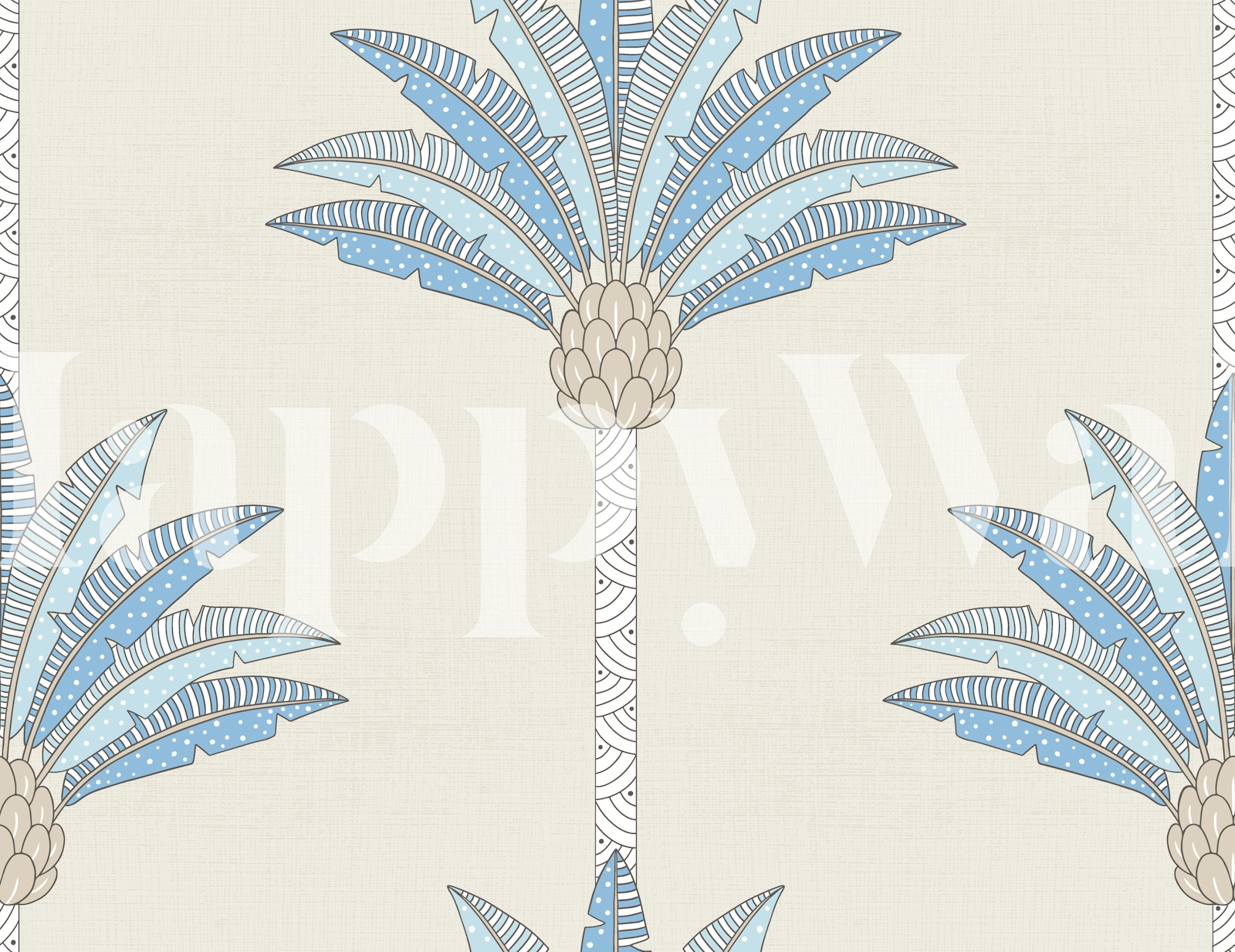 Tropical Palm Stripes Blue Wallpaper