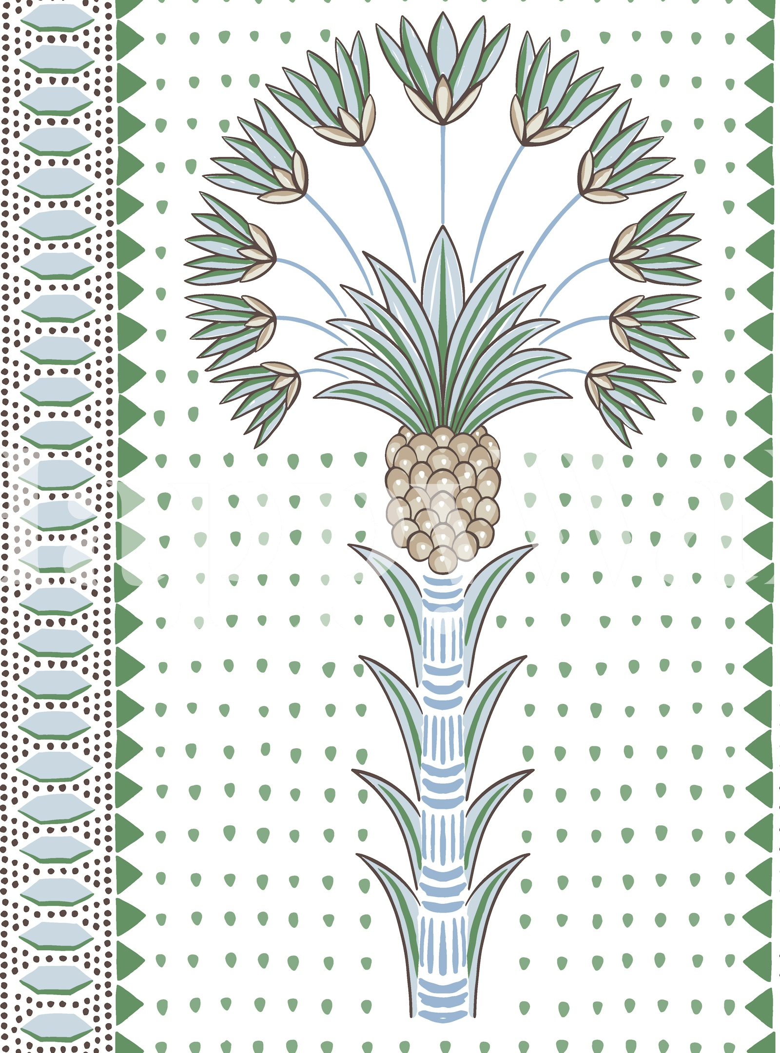Boho Palm Leaves Green Wallpaper