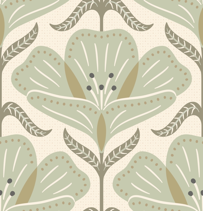Buttercup Sage Floral Wallpaper