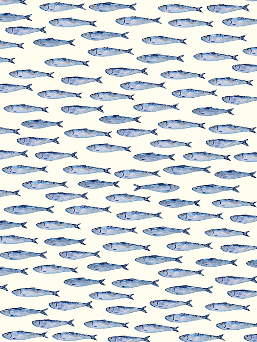 Blue Sardine Pattern Wallpaper