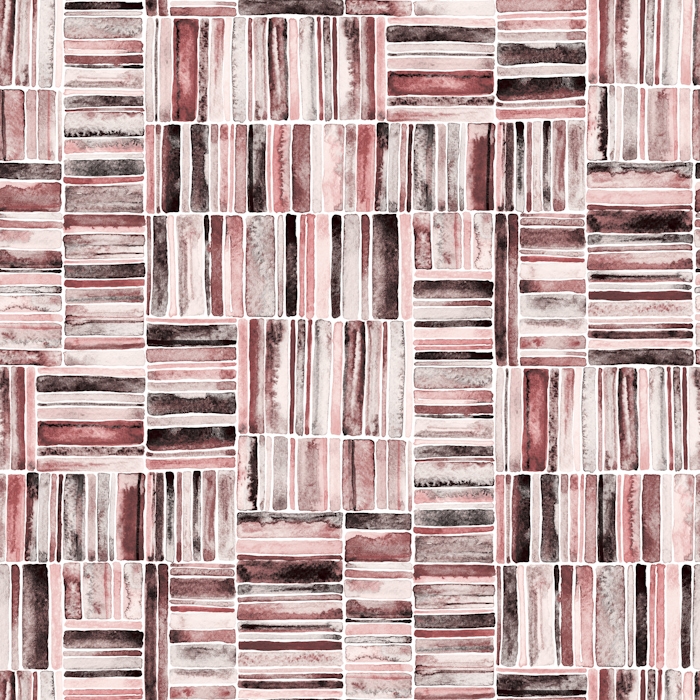 Watercolor Tile Bricks in Earthy Plum Pinks | happywall.com