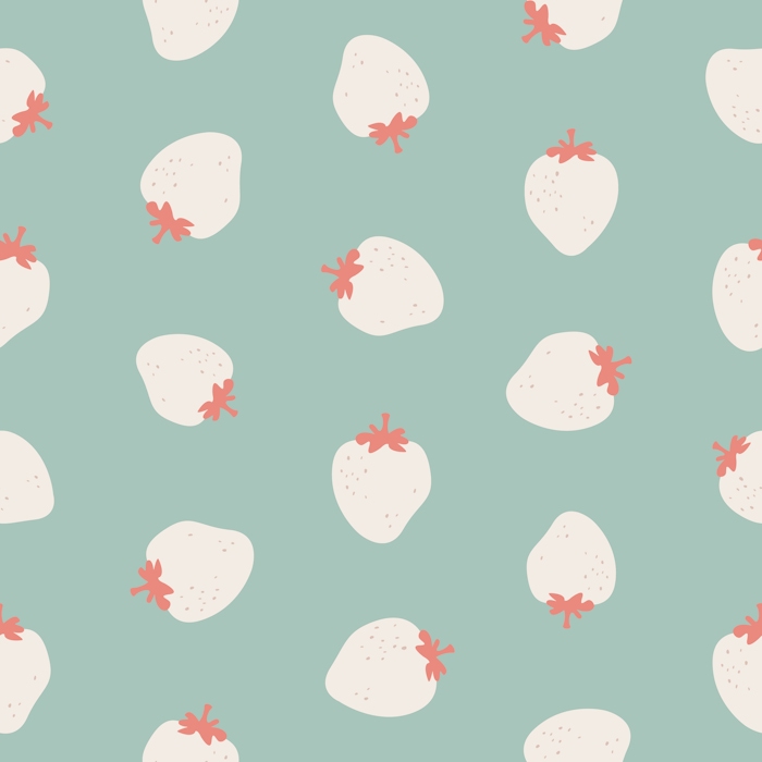 Aqua Strawberry Pattern Wallpaper