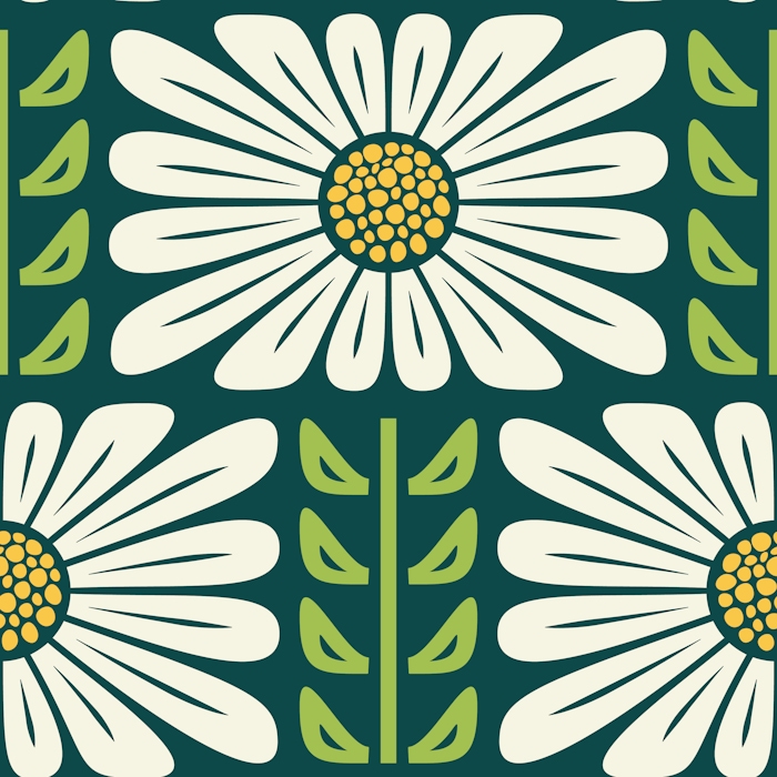 Retro Floral Green Wallpaper for Vintage Style