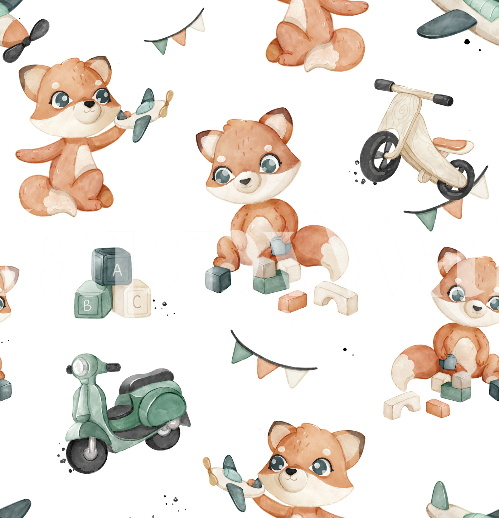Cute Retro Fox Kids Wallpaper