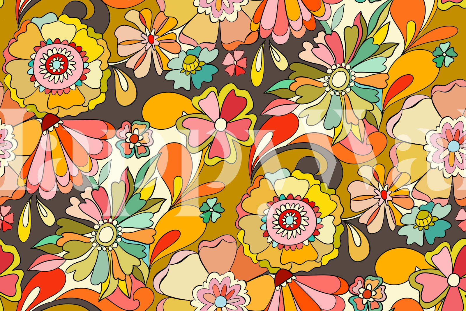 Seventies Flower Dance Wallpaper - Happywall