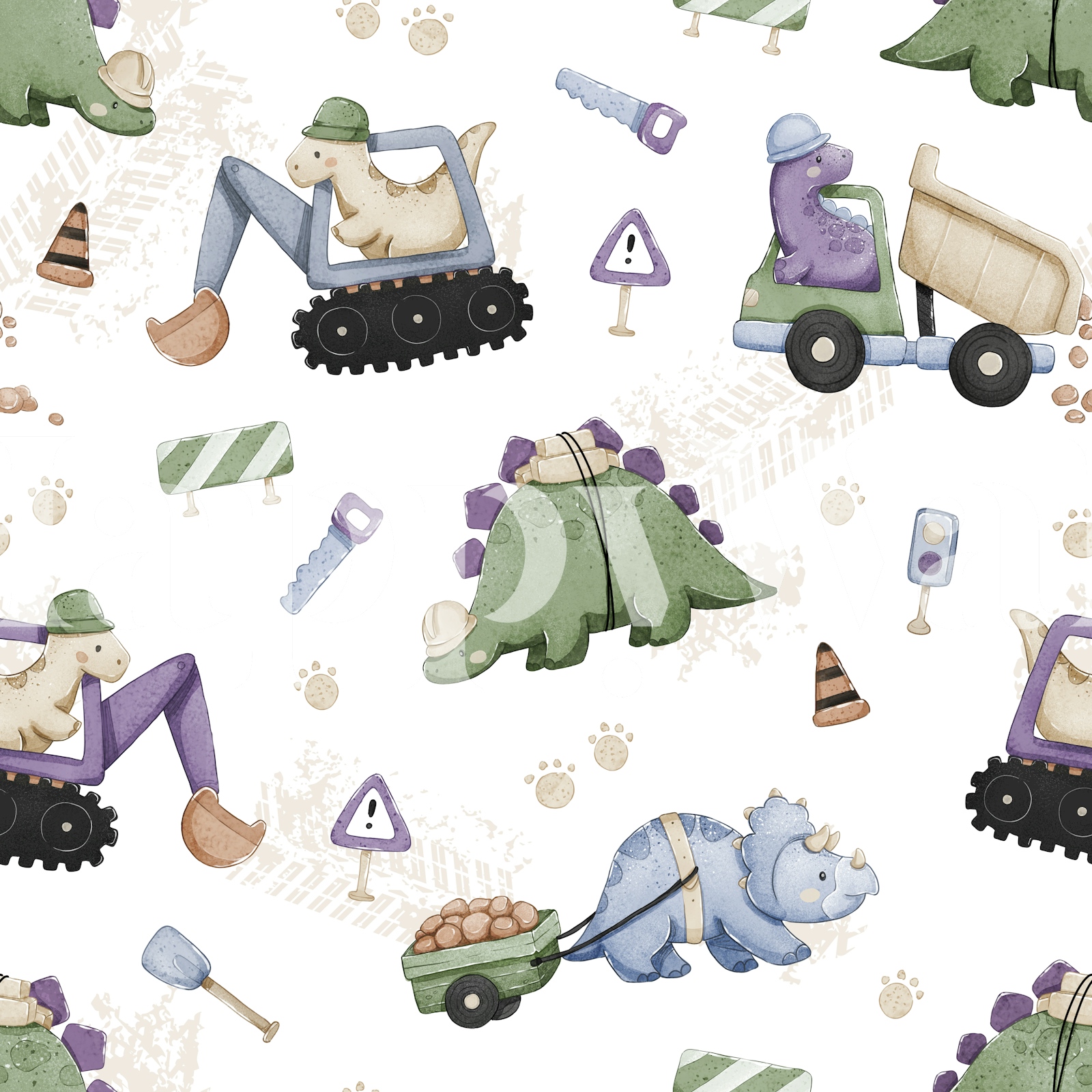 Dino Construction Wallpaper | Happywall.com
