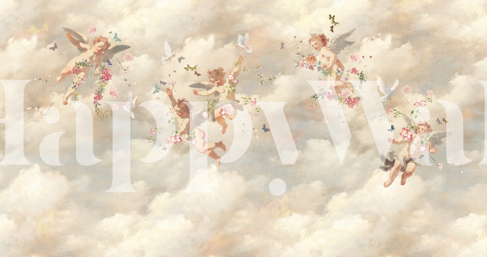 Angelic Cloud Floral Wallpaper