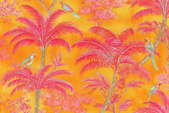 Tropical Orange Paradise Wallpaper | happywall.com