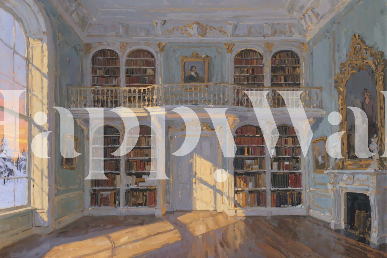 Majestic Library Interior - happywall.com