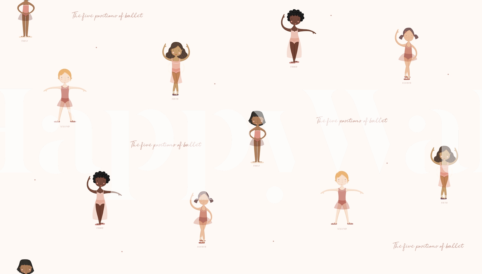 Five Ballet Poses Wallpaper | happywall.com