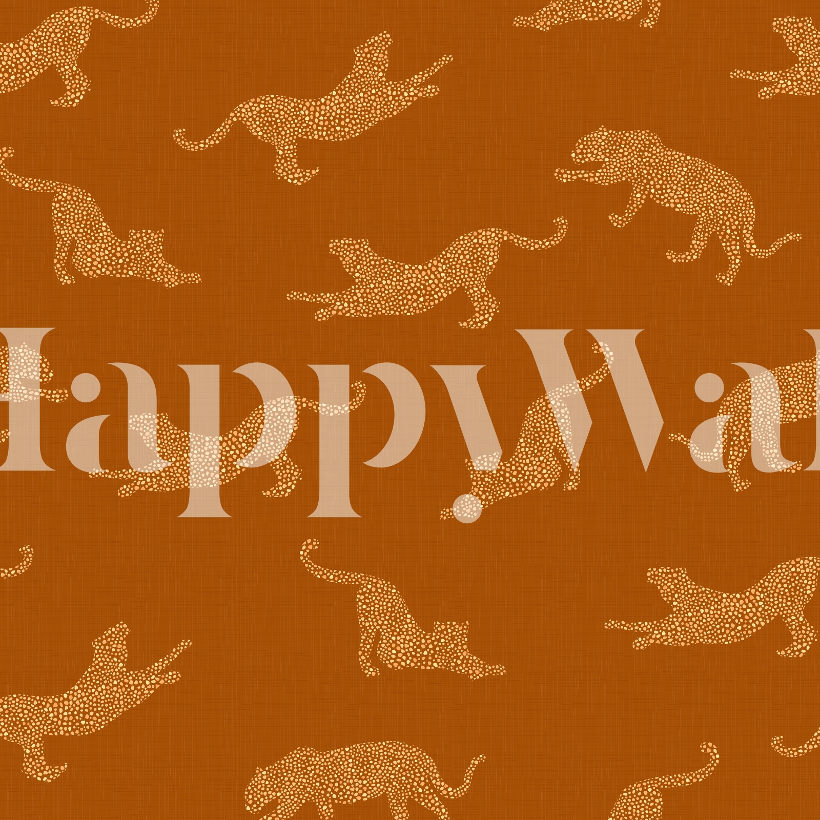 Retro Big Cats in Terracotta Wallpaper | Happywall