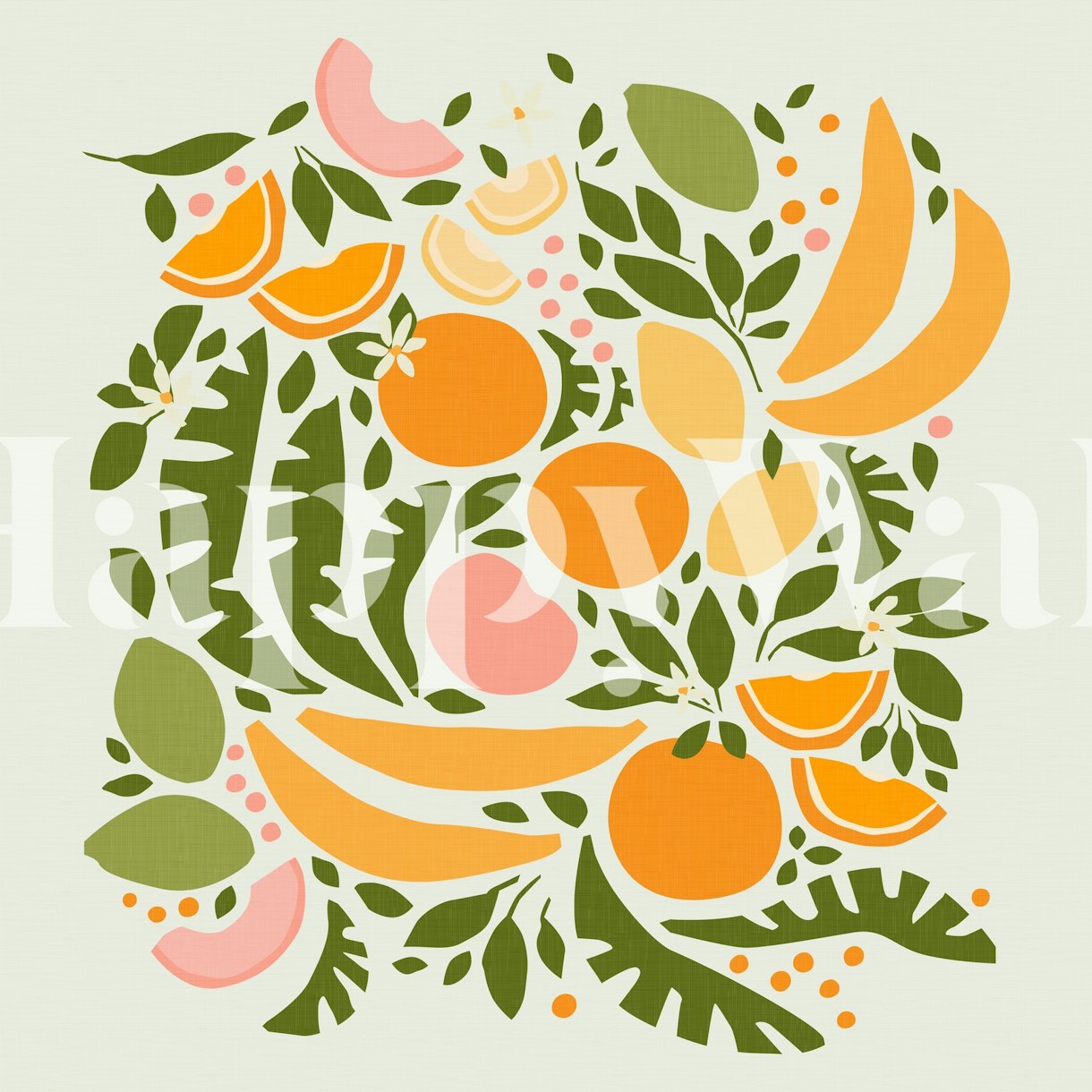 Modern Fruits Cut-Out Shapes Wallpaper | Happywall