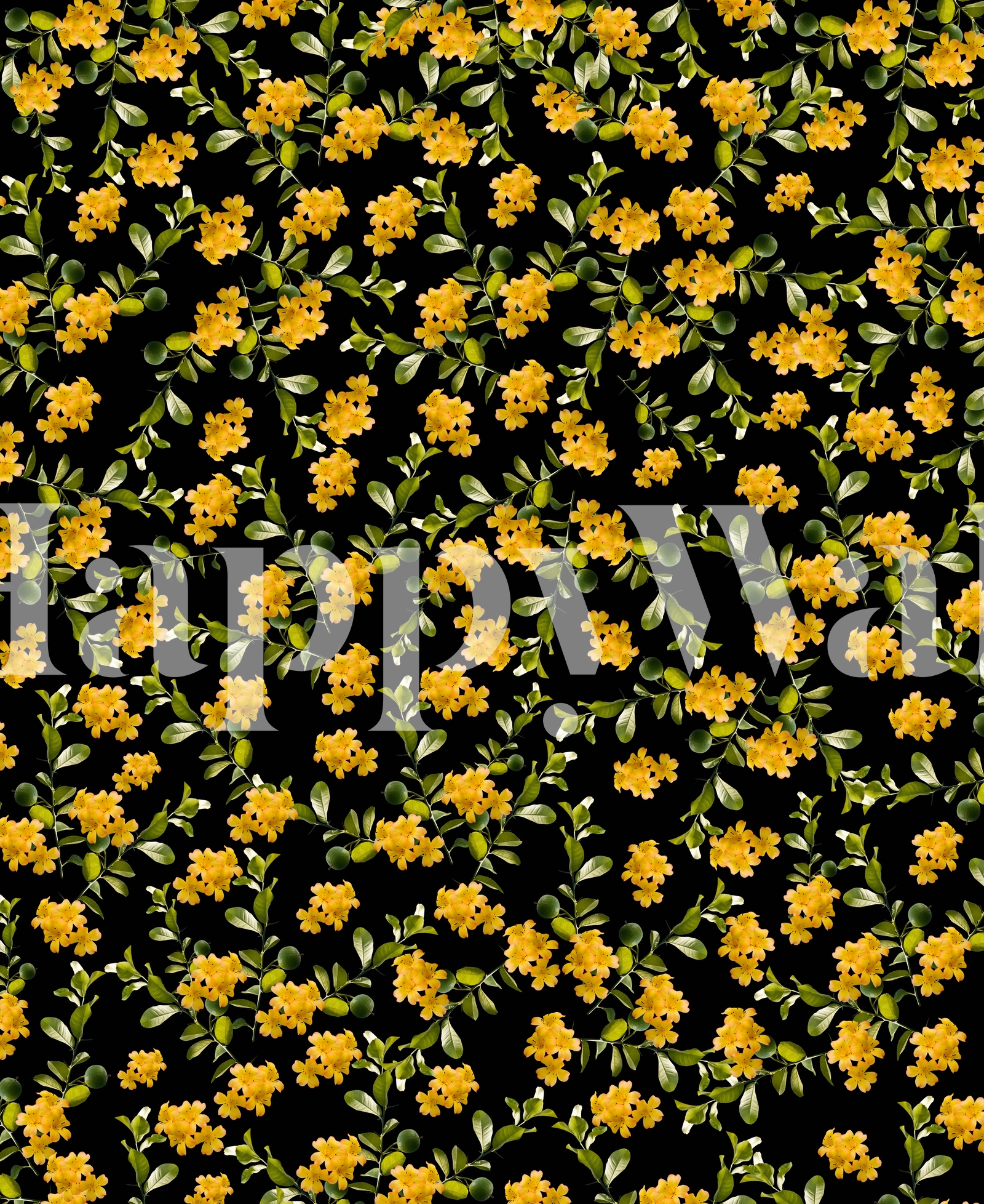 Yellow Flower Pattern Wallpaper | happywall.com