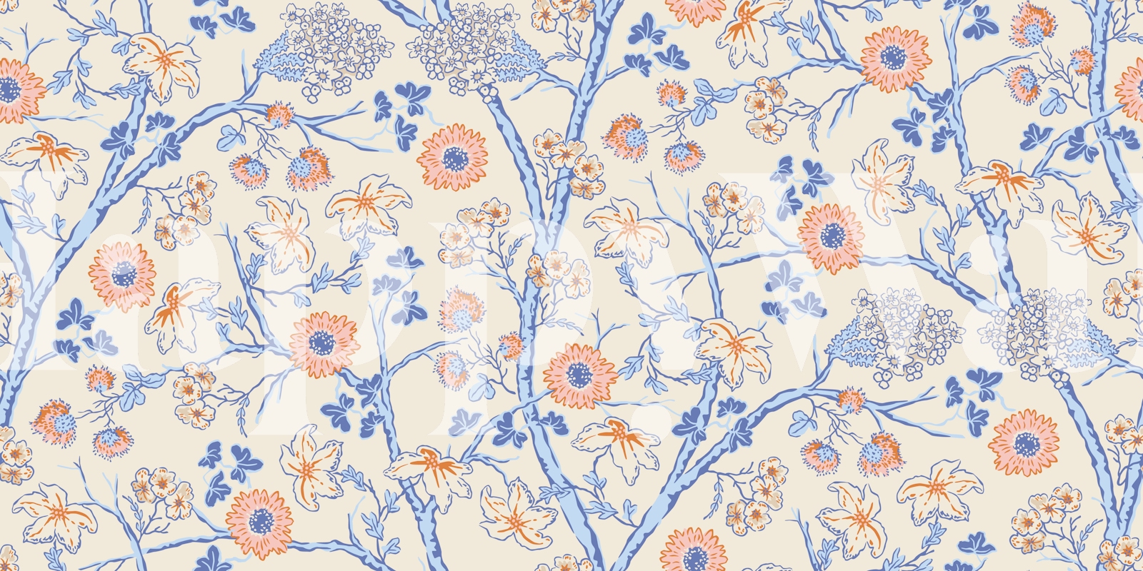 Midsummer bloom on beige - happywall.com