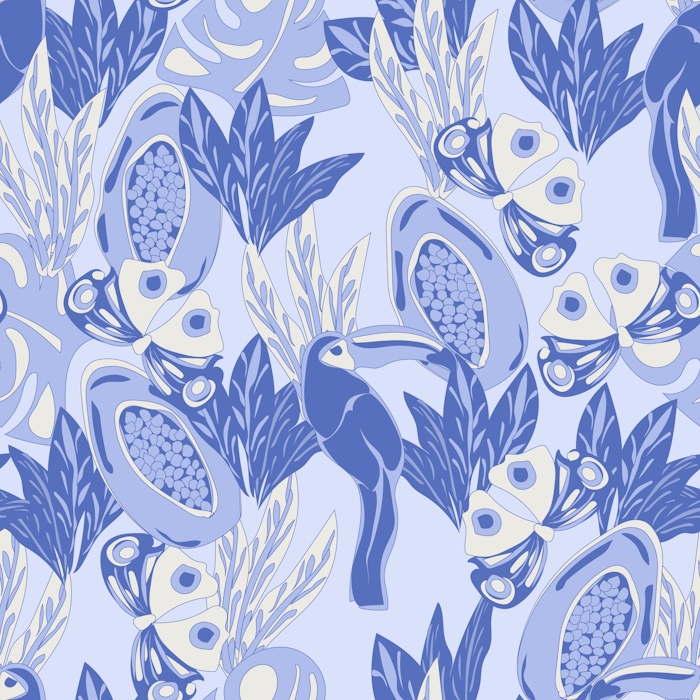 Tropical Dreamscape Blue Wallpaper - Happywall