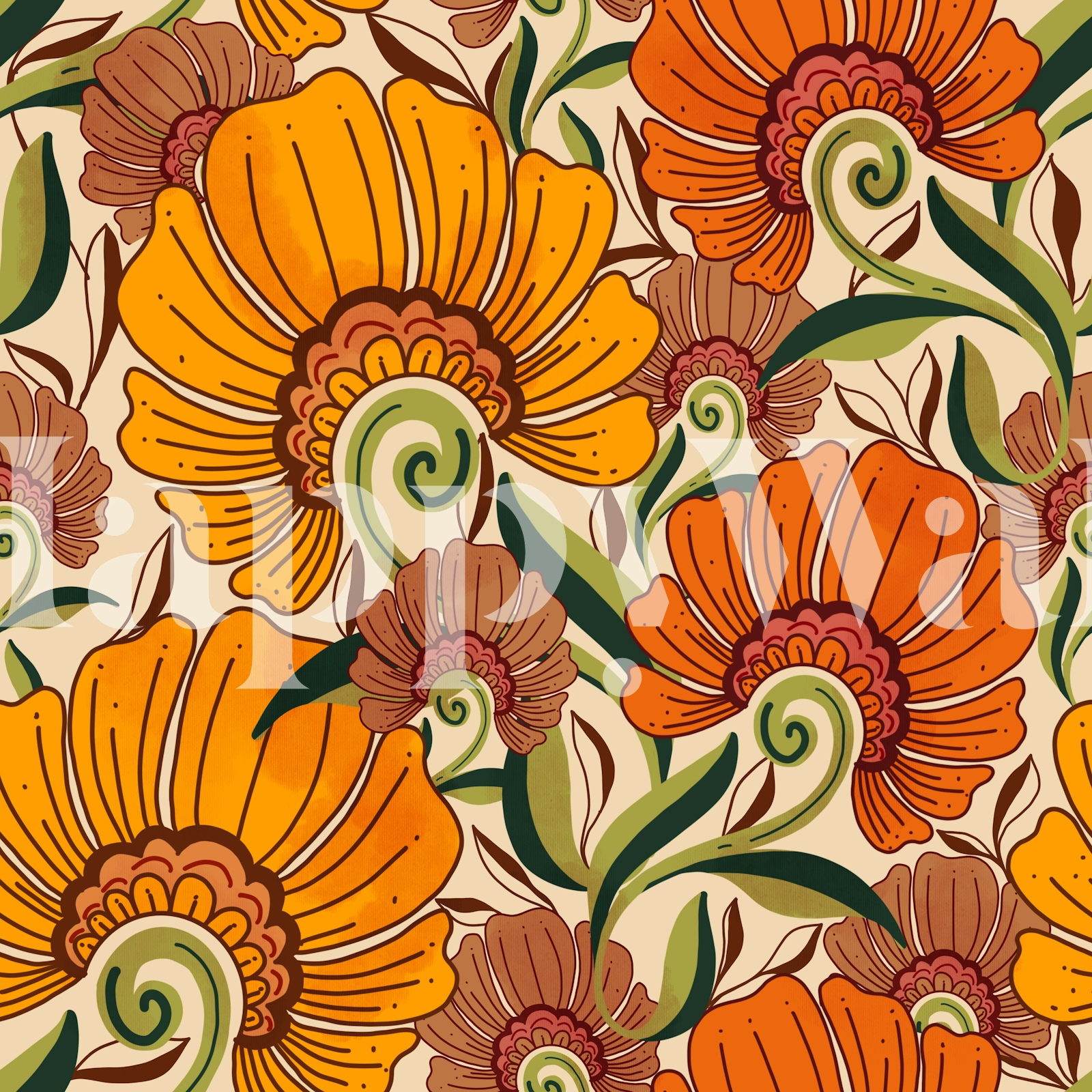 Buy Retro Bloom Delight Wallpaper | Happywall.com