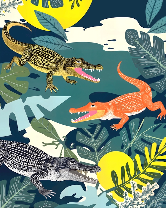 Colorful Crocodile Wallpaper for Kids Room