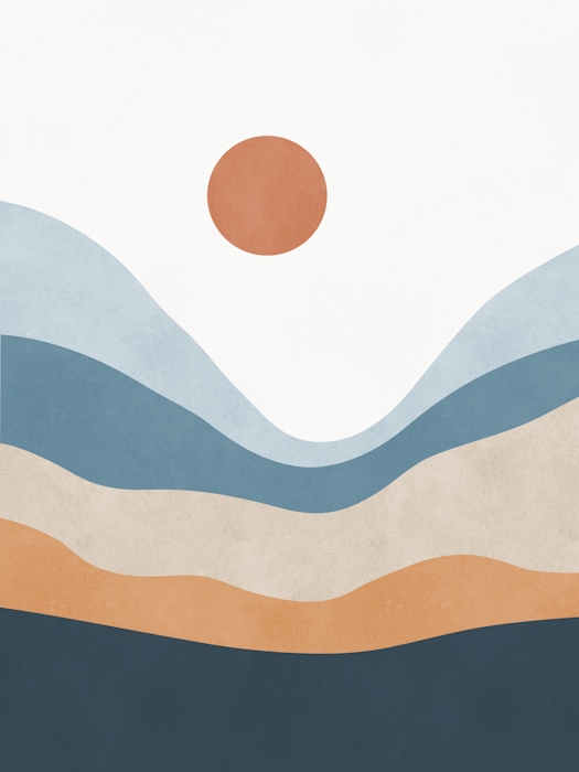 Modern Sunset Waves Abstract Wallpaper