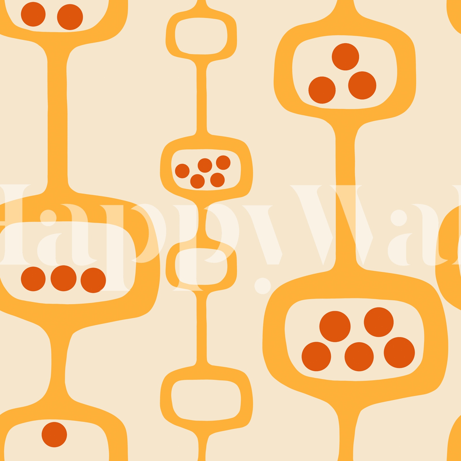 Mid Century Modern Yellow Pattern Wallpaper