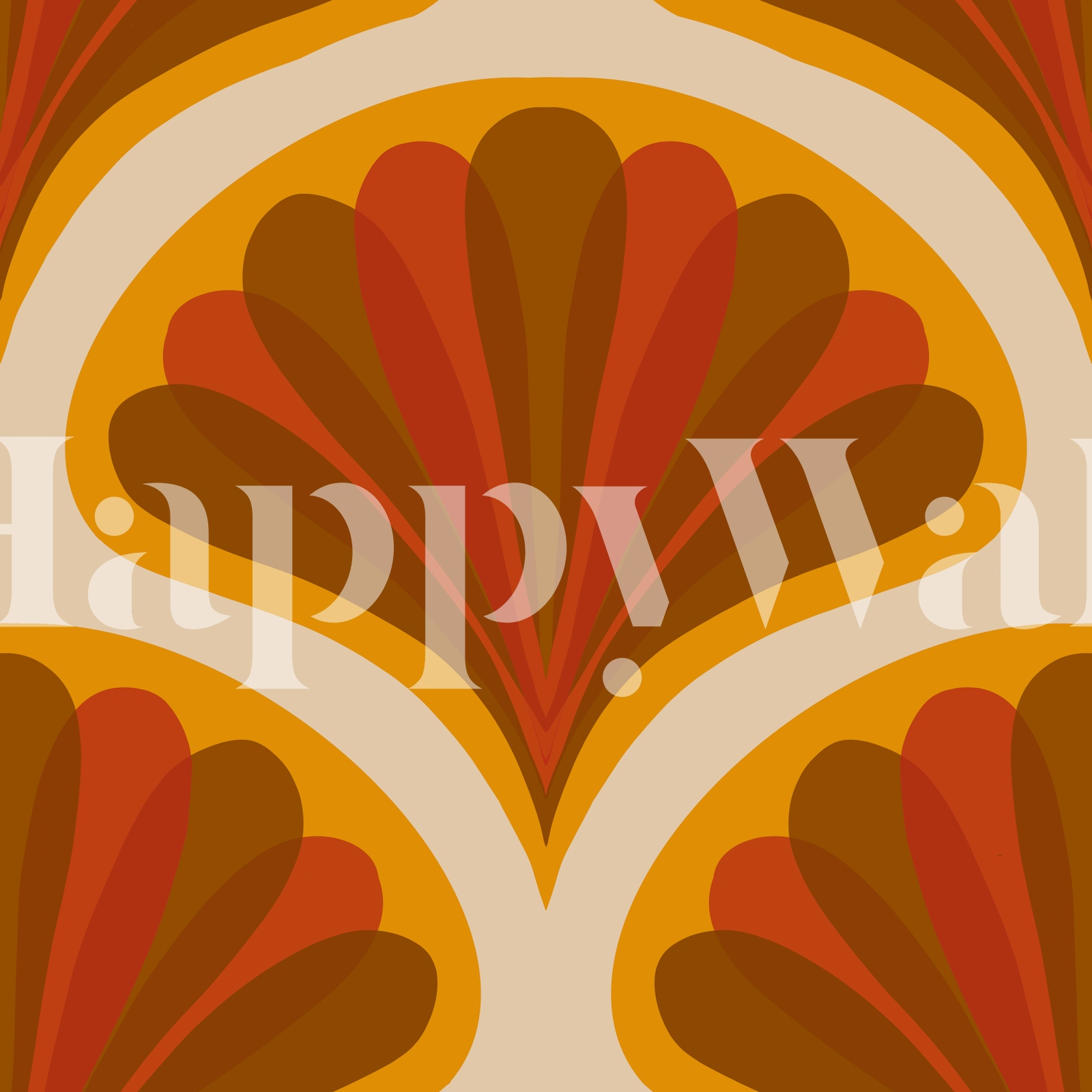 Mid Century Scallop Orange Beige Wallpaper