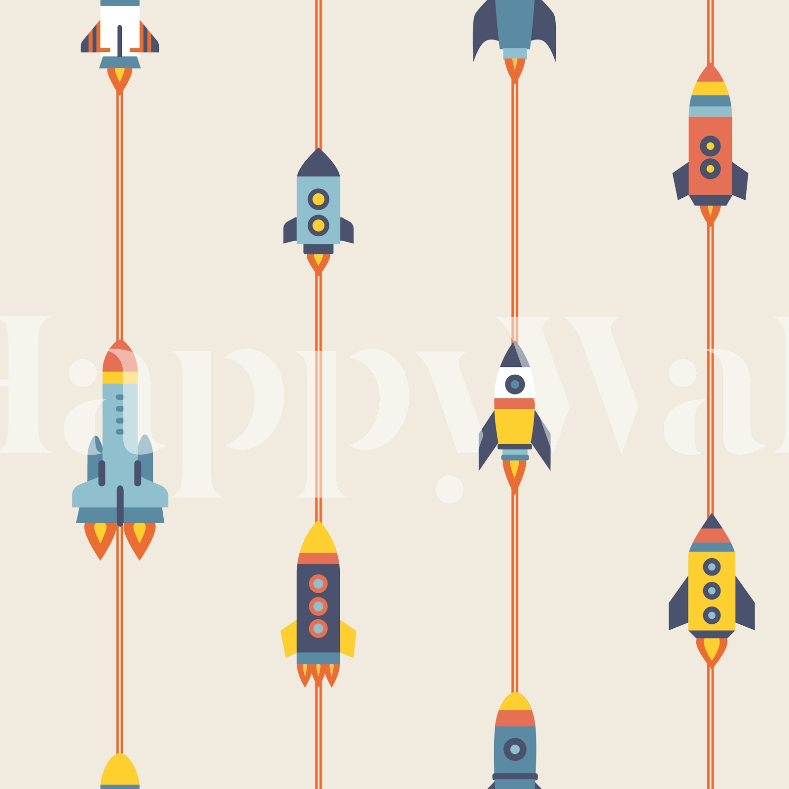 Mid-Century Modern Rocket Wallpaper