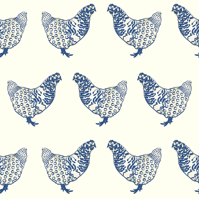 Blue Hen Farmhouse Decor Wallpaper