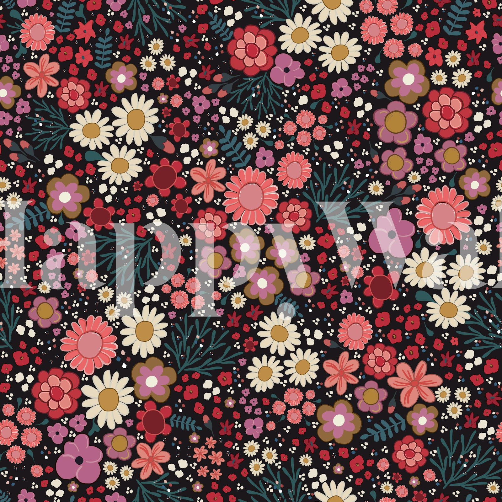 Simple Hand Drawn Flowers Pattern | Happywall