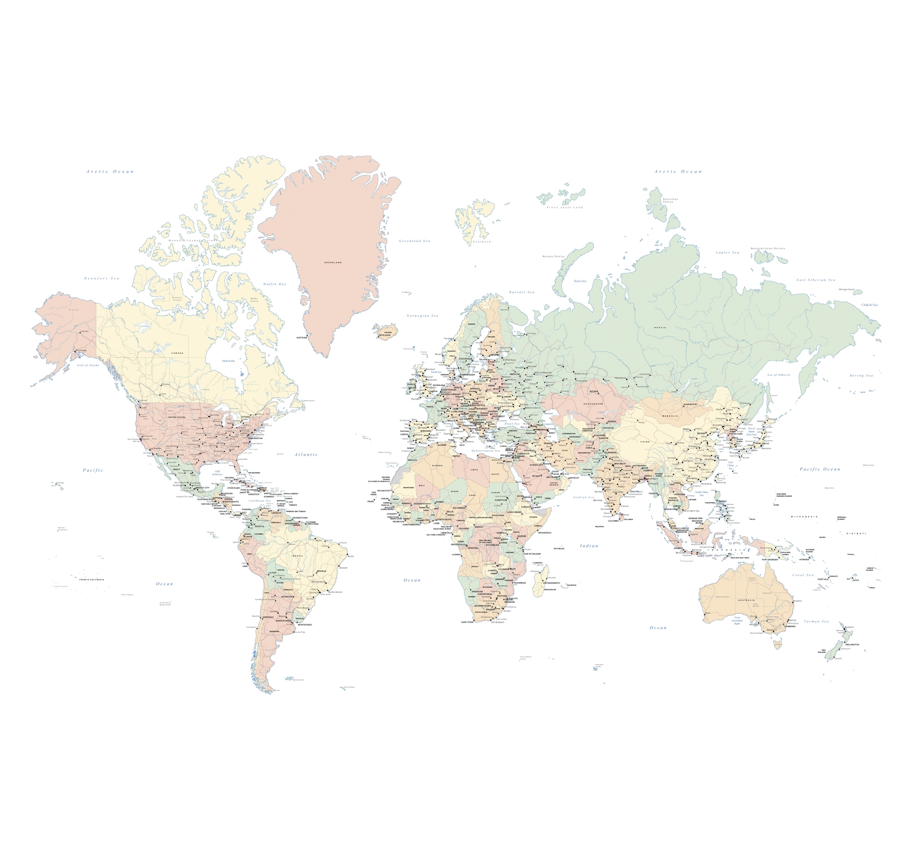 Buy World map countries XL wallpaper - Free shipping