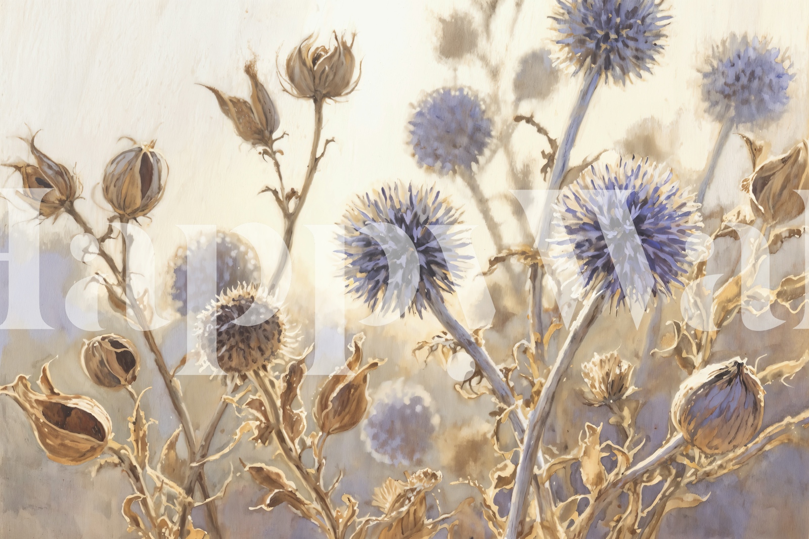 Dreamy Thistle Landscape Wallpaper | happywall.com