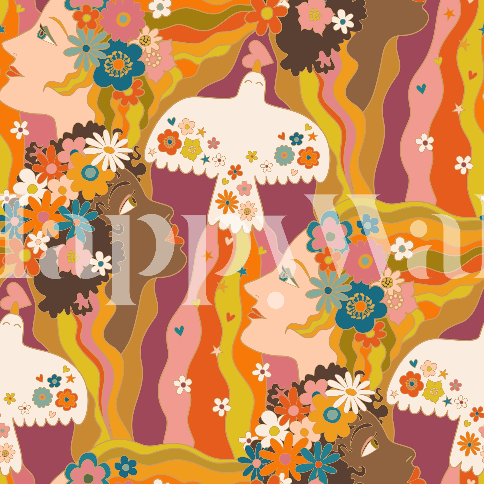 Papel de parede floral - Flower Power Design