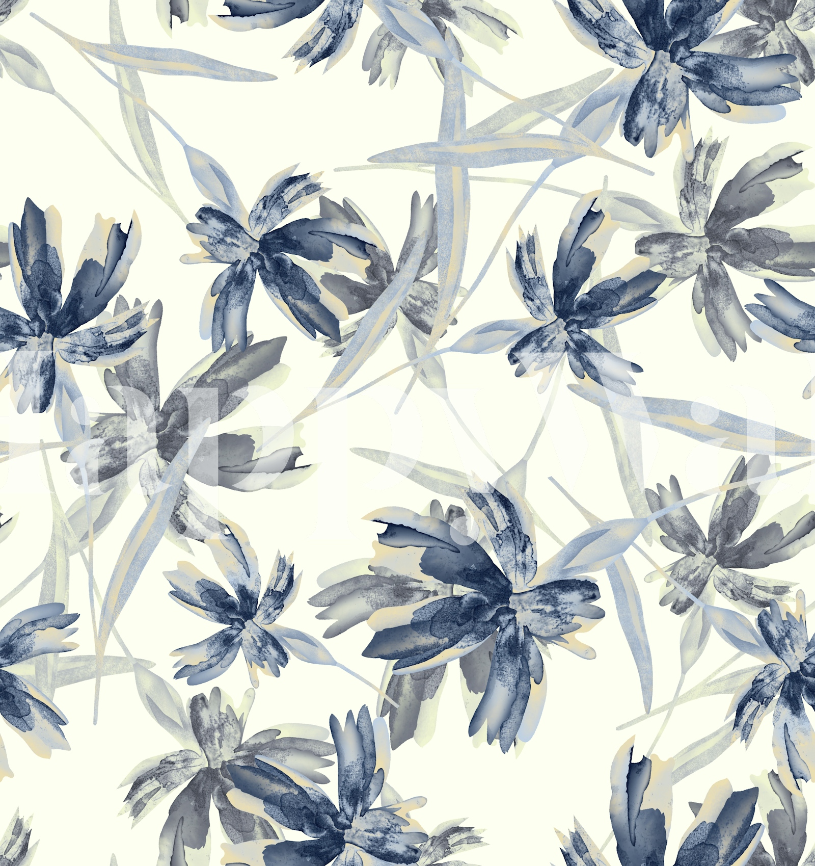 Blue Floral Wallpaper for Bedroom Decor