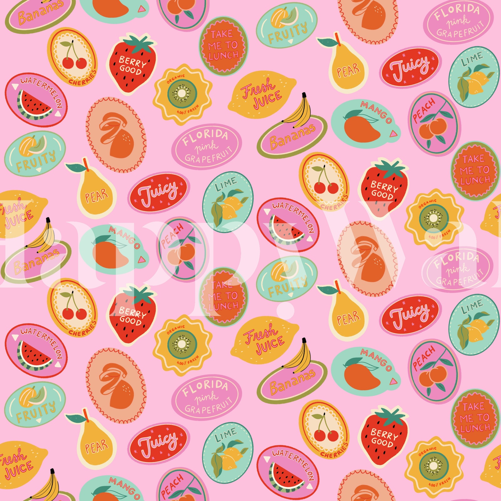 Juicy Fruit Stickers Wallpaper