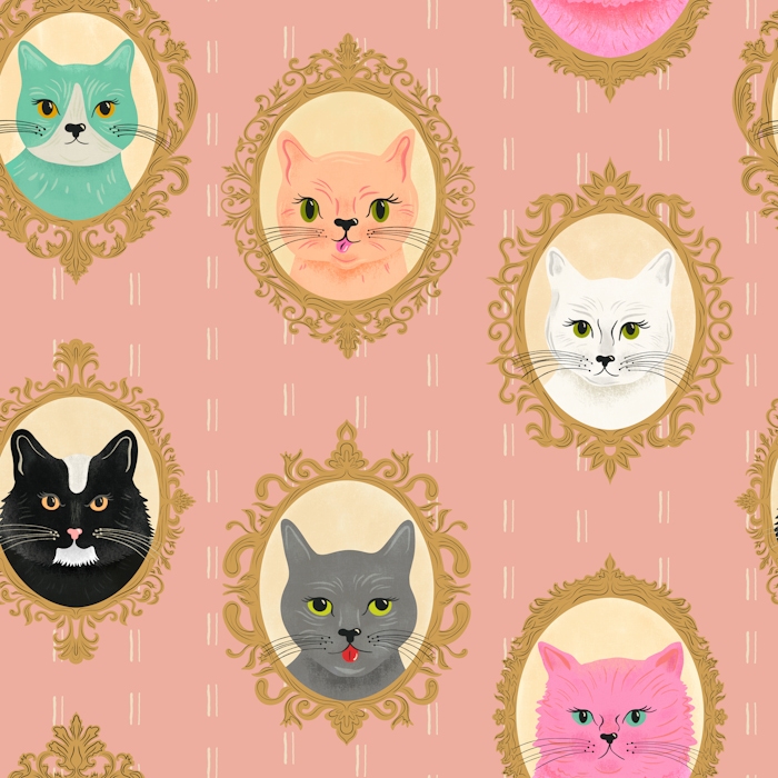 Vintage Cat Portraits Wallpaper