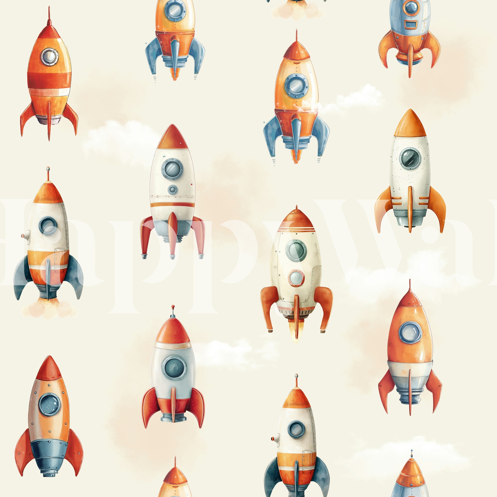Retro Rocket Adventure Wallpaper | happywall.com