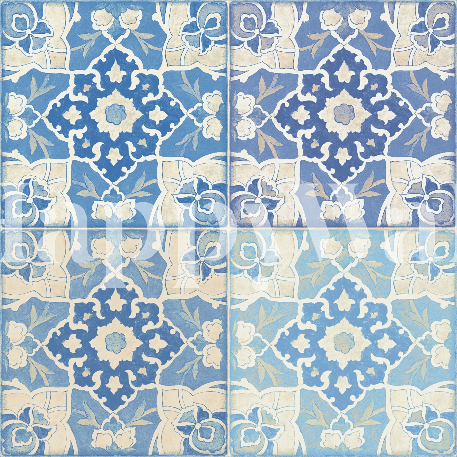 Mediterranean Italian Tiles Mix Blue - Happywall