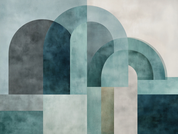 Geometric Blue Arches Wallpaper | Happywall