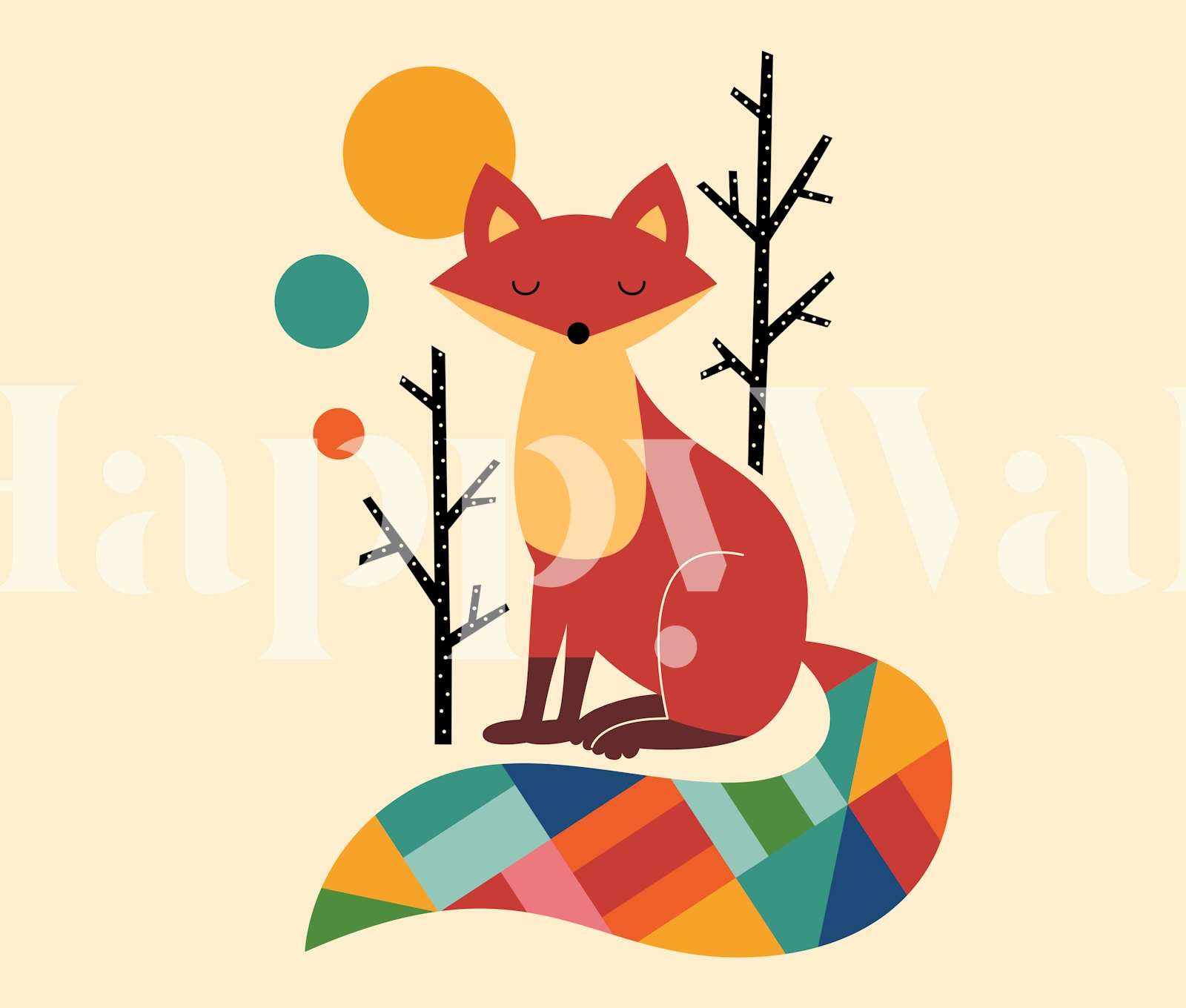 Rainbow Fox Wallpaper | Happywall