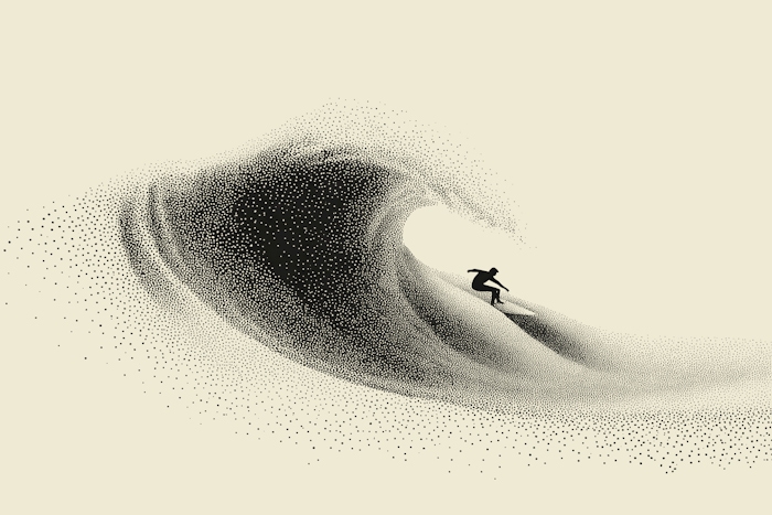 Minimalist Surfing Wave Wallpaper