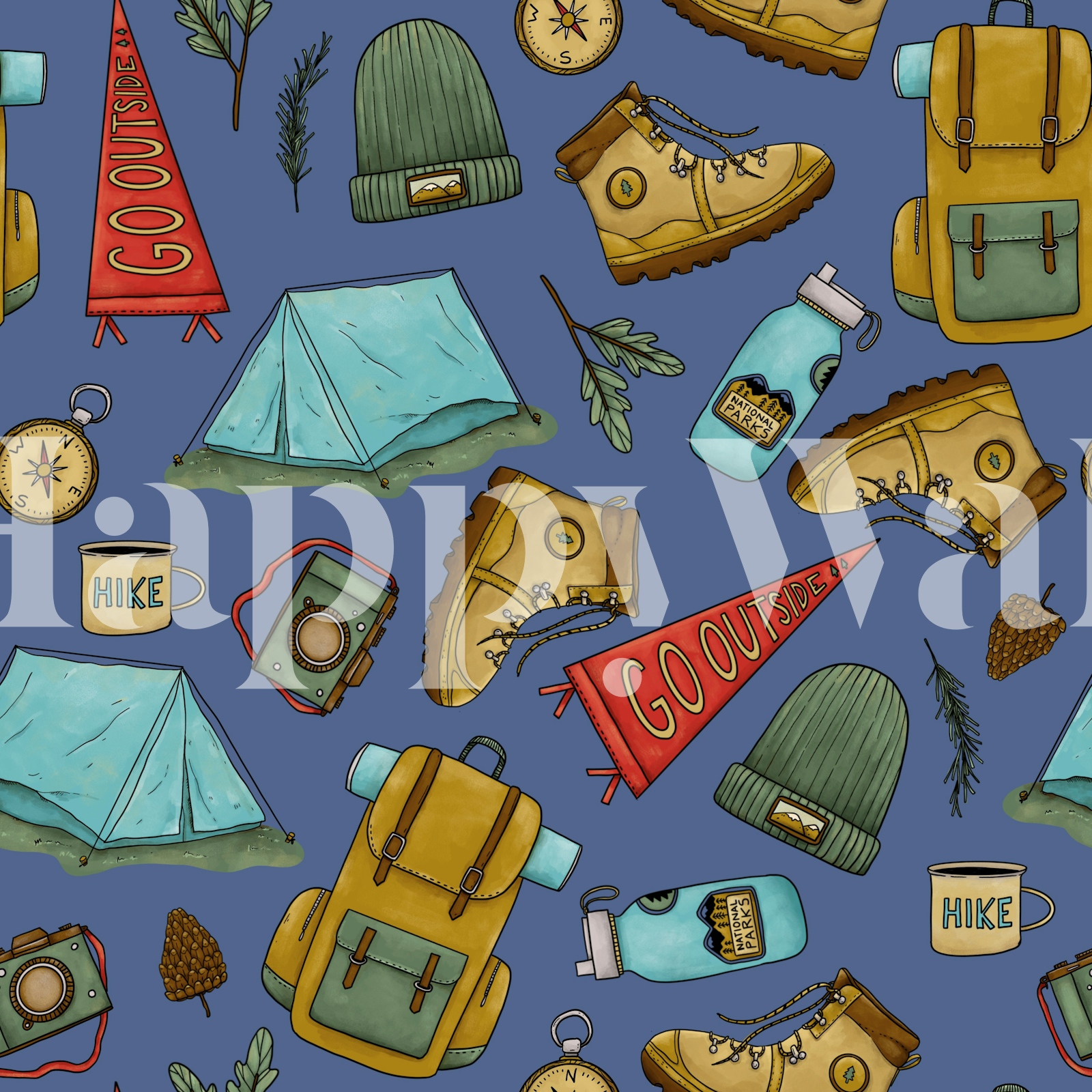 Camping Adventure Wallpaper for Kids or Nursery