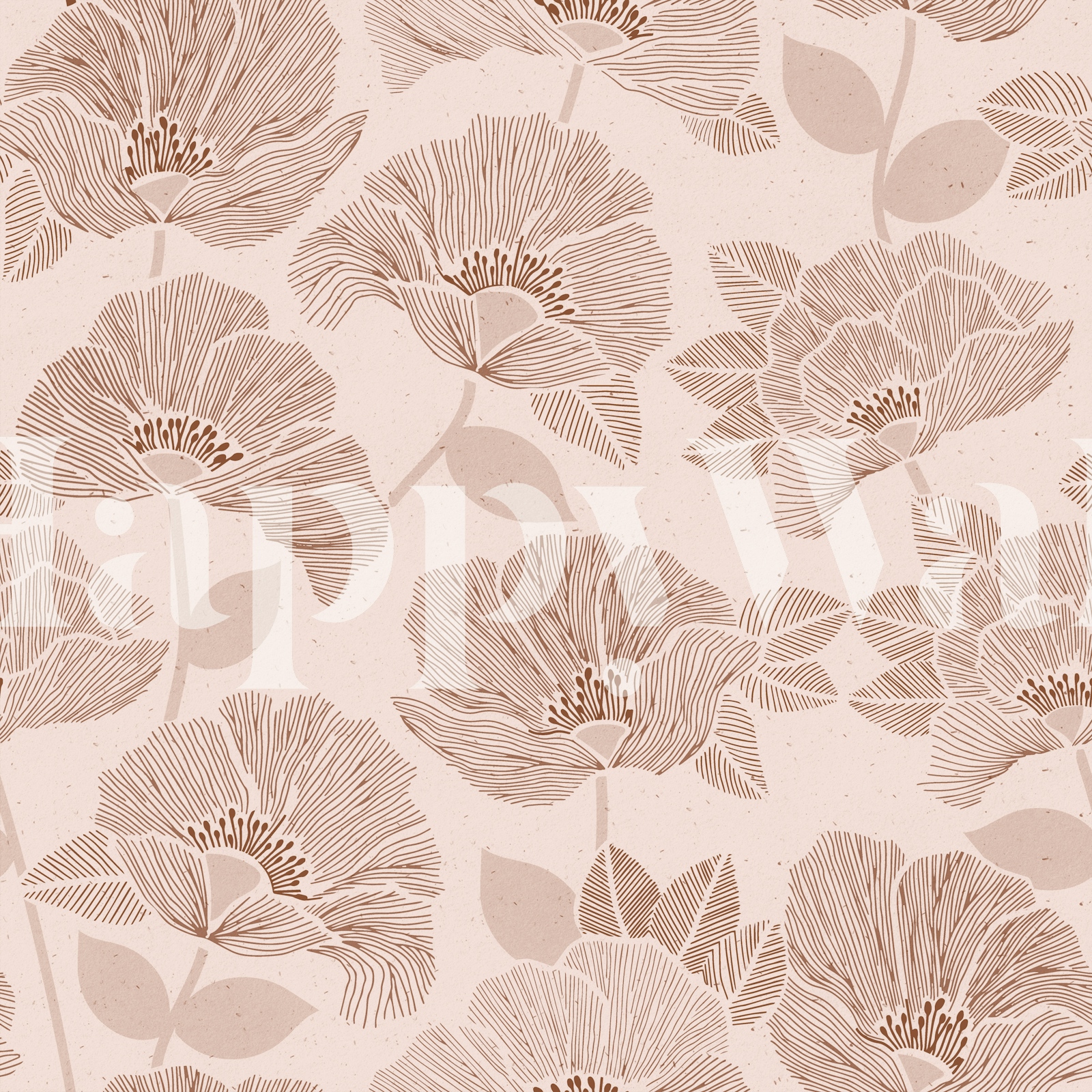 Brown Floral Wallpaper for Bedroom or Living Room