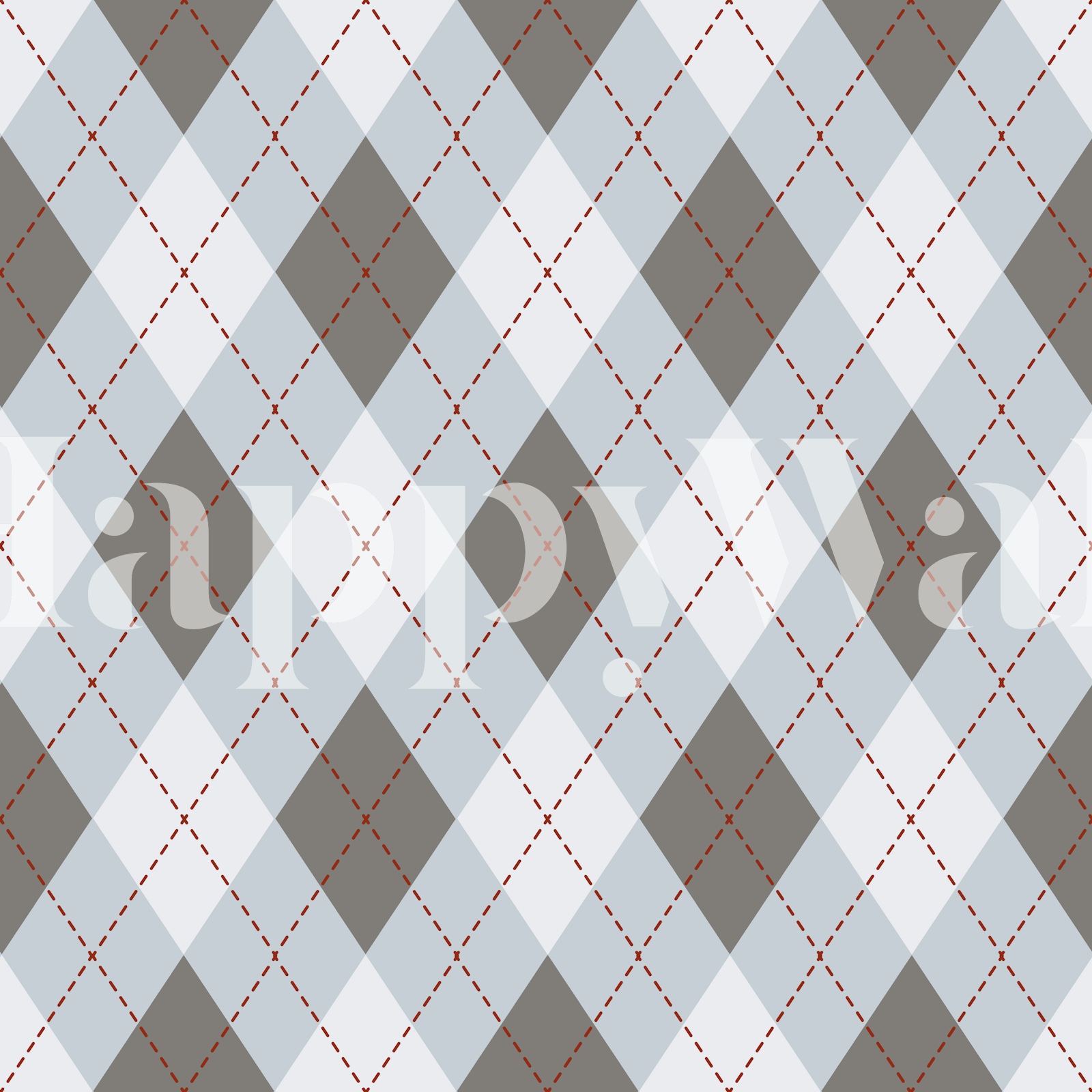 Gray and Light Blue Argyle Pattern Wallpaper