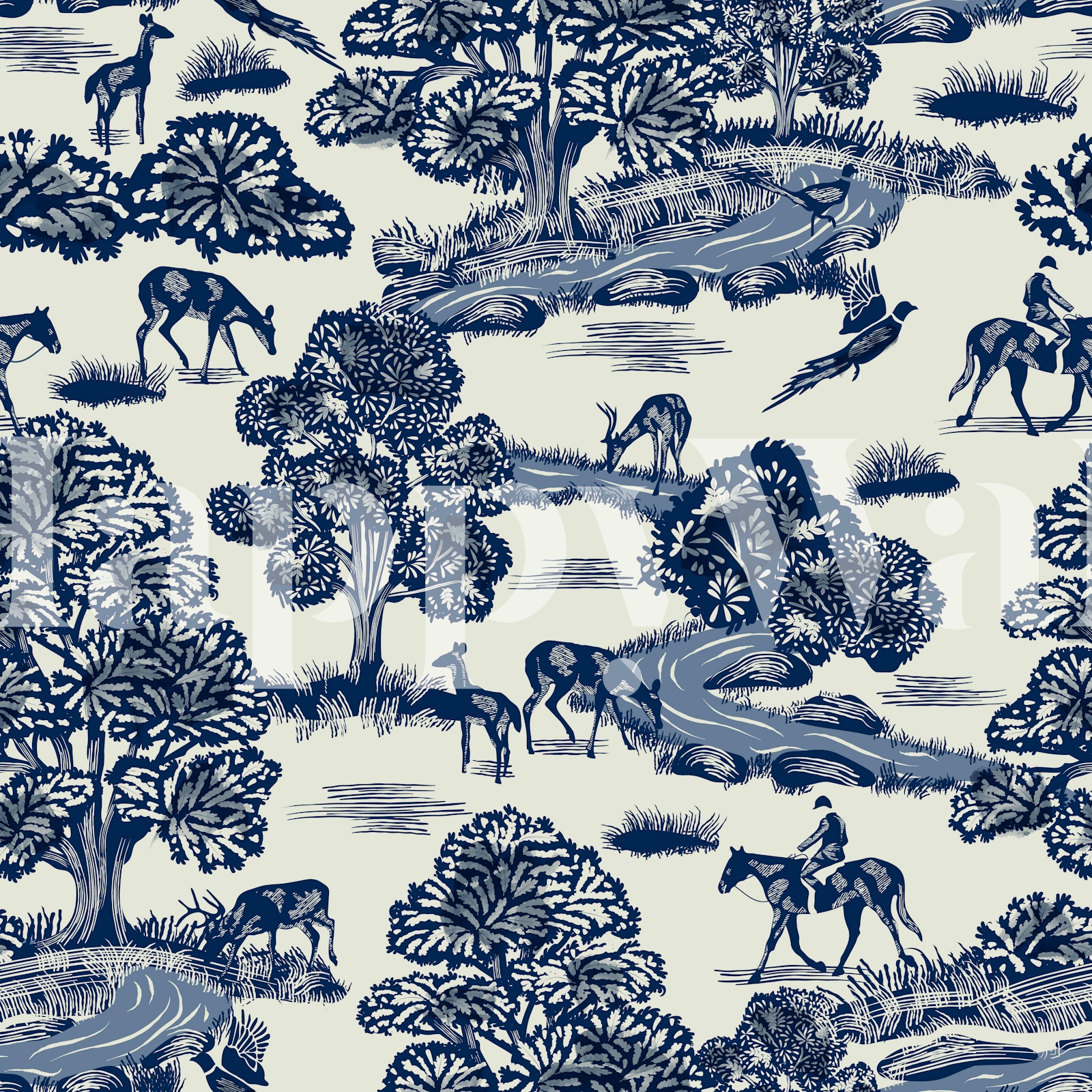 Royal Blue Country Landscape Wallpaper