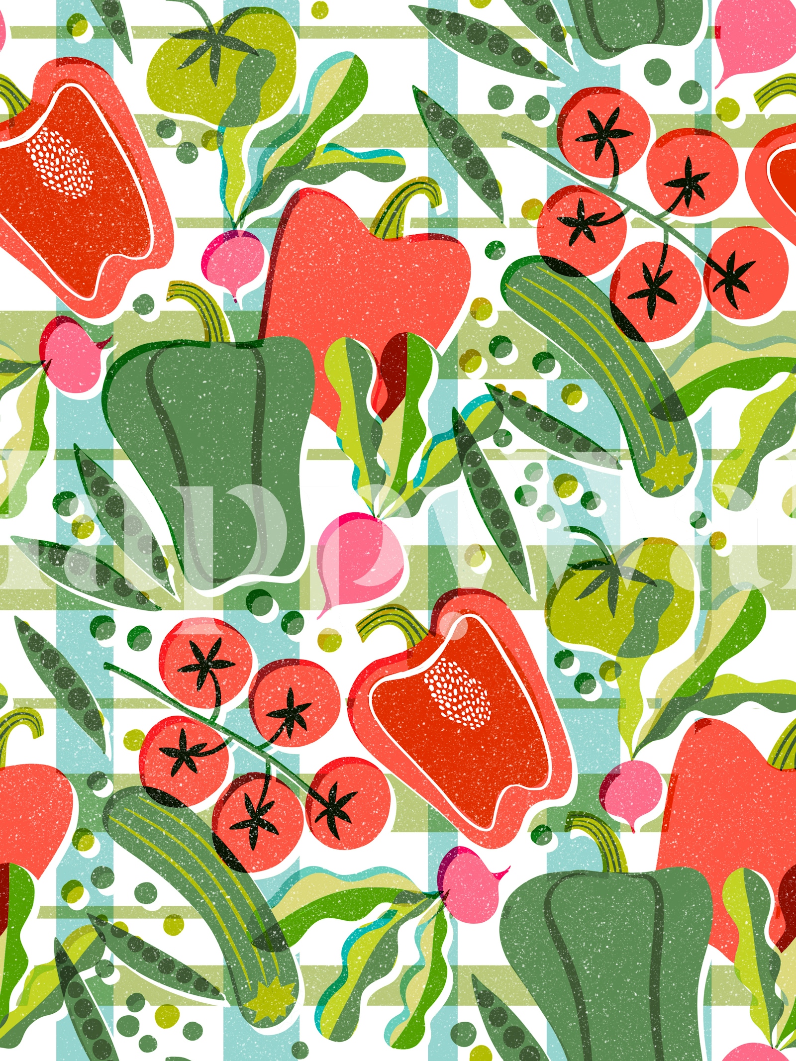Screen Print Vegetables Wallpaper - Happywall.com