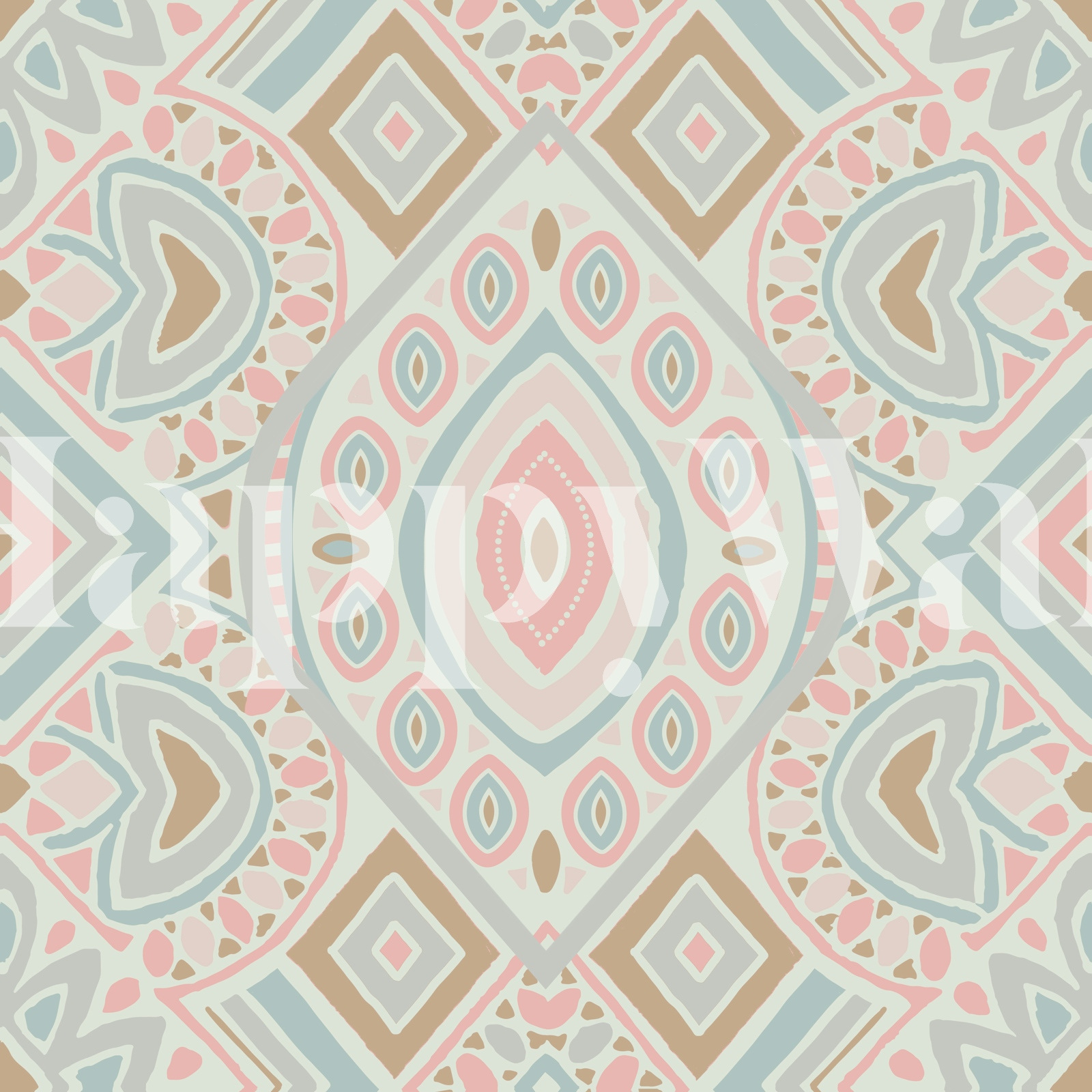 Boho Aztec Pattern Pastel Pink and Blue Wallpaper