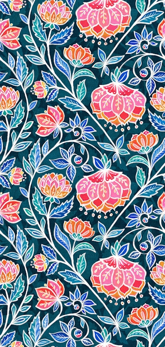 Jewel Toned Chalk Chintz Wallpaper - Happywall