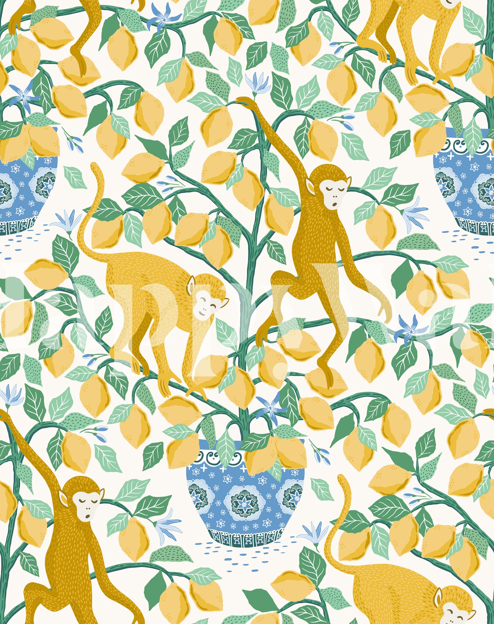 Monkey and Lemon Tree Wallpaper