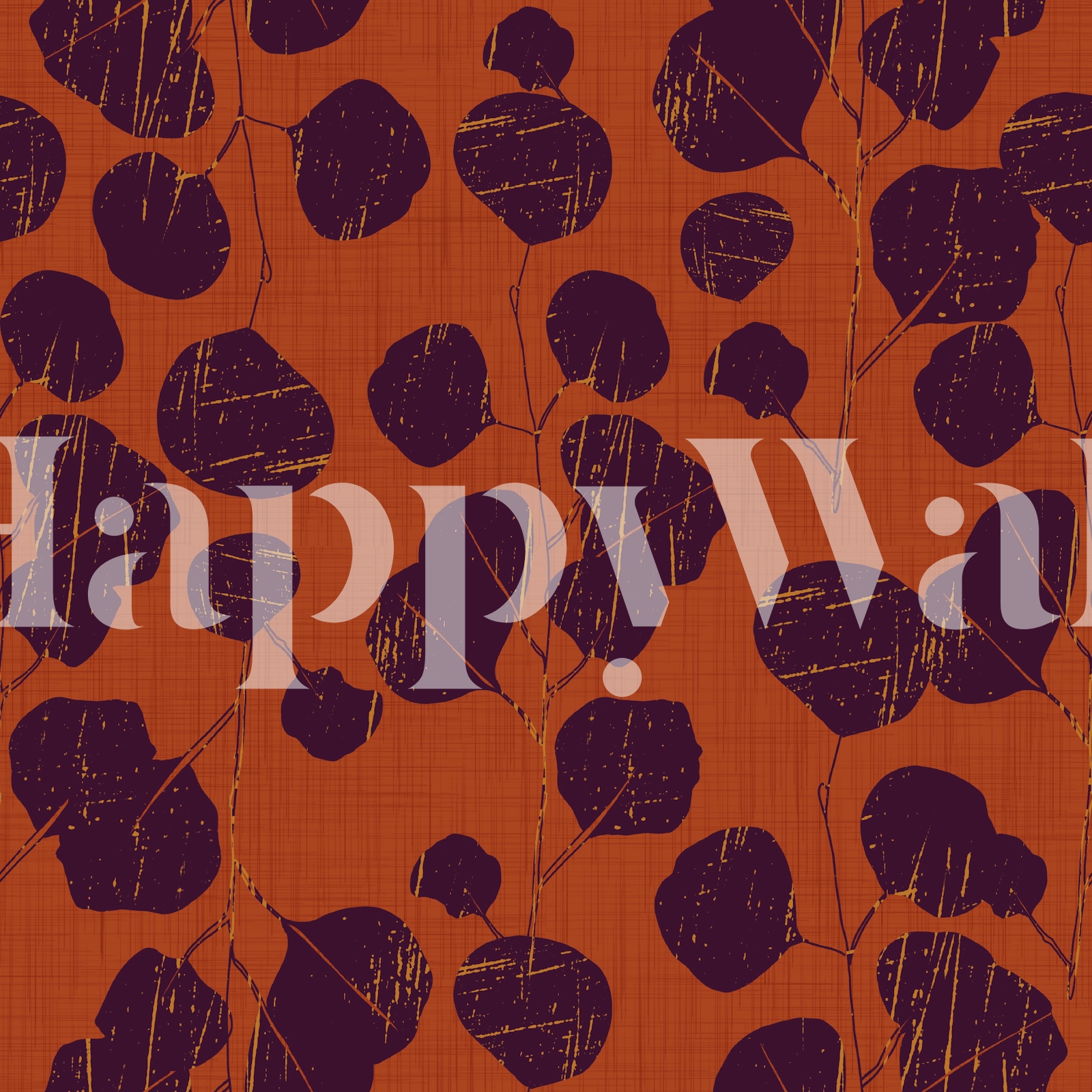 Boho Plum Leaf Rust Wallpaper